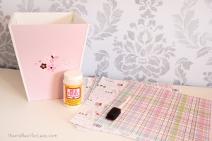 Trashcan Upcycle: Scrapbook Paper + Mod Podge Makeover - How to Nest ...