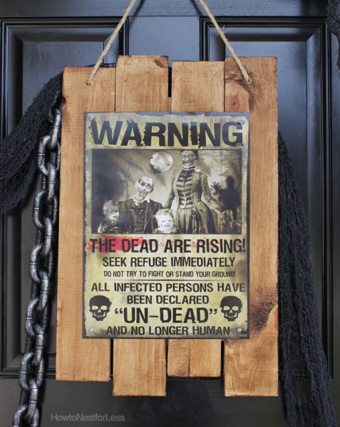 Zombie Apocalypse Sign + Halloween Front Porch - How to Nest for Less™