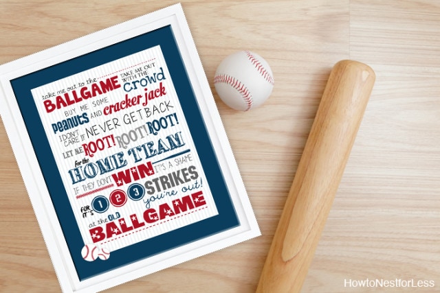 Take Me Out to the Ballgame Baseball Printable - How to Nest for Less™