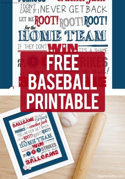 Take Me Out to the Ballgame Baseball Printable - How to Nest for Less™