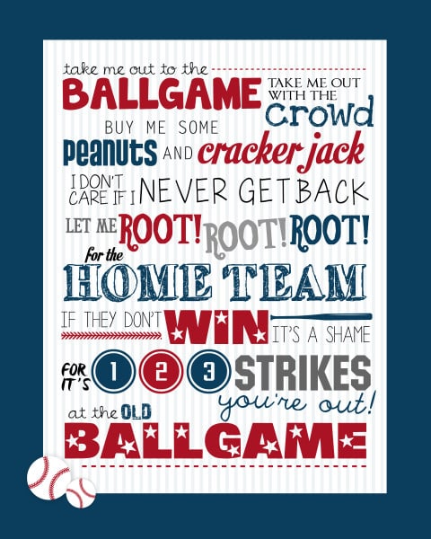 Take Me Out to the Ballgame Baseball Printable - How to Nest for Less™