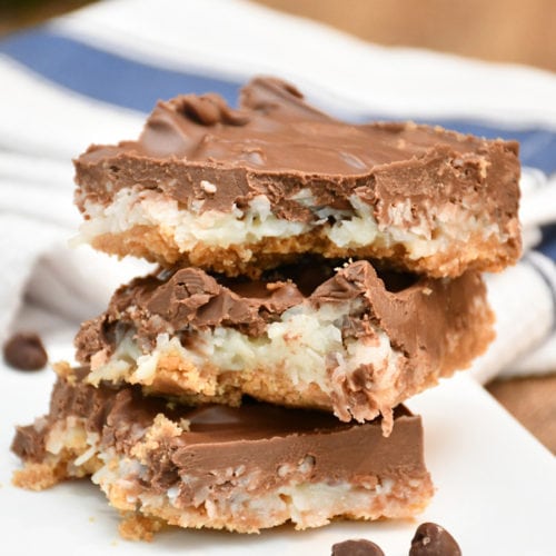 Triple Layer Bars with Chocolate and Coconut - Only 6 Ingredients