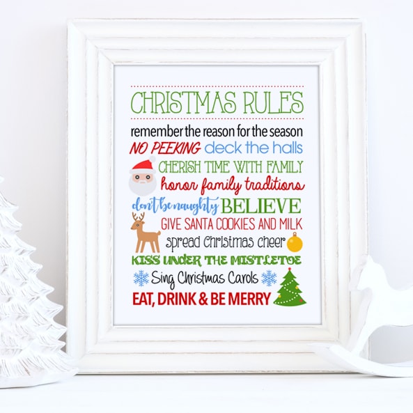 Christmas Rules Free Printable - Christmas Rules Sign